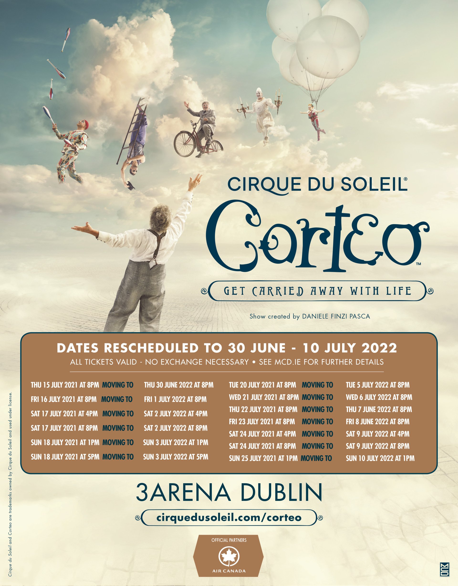 Cirque Du Soleil Presents Corteo at 3Arena Dublin Rescheduled Dates